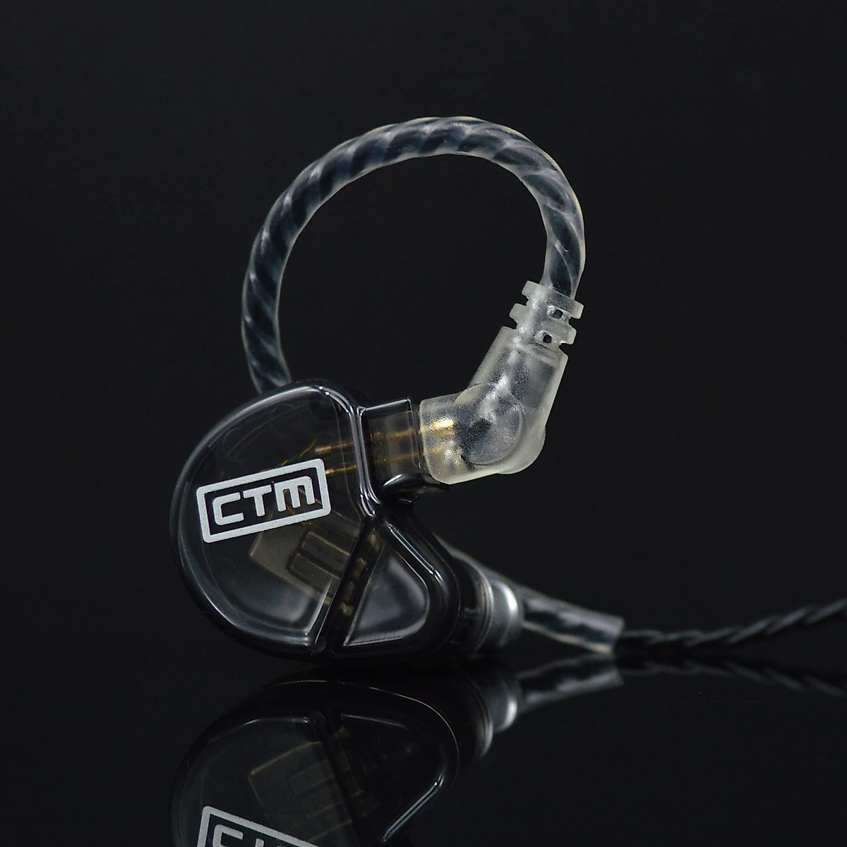 CTM CE320 Triple Driver in-Ear Monitor | Noise Isolating Professional Musician Wired in-Ear Monitor | Detachable Cable (Smoke)