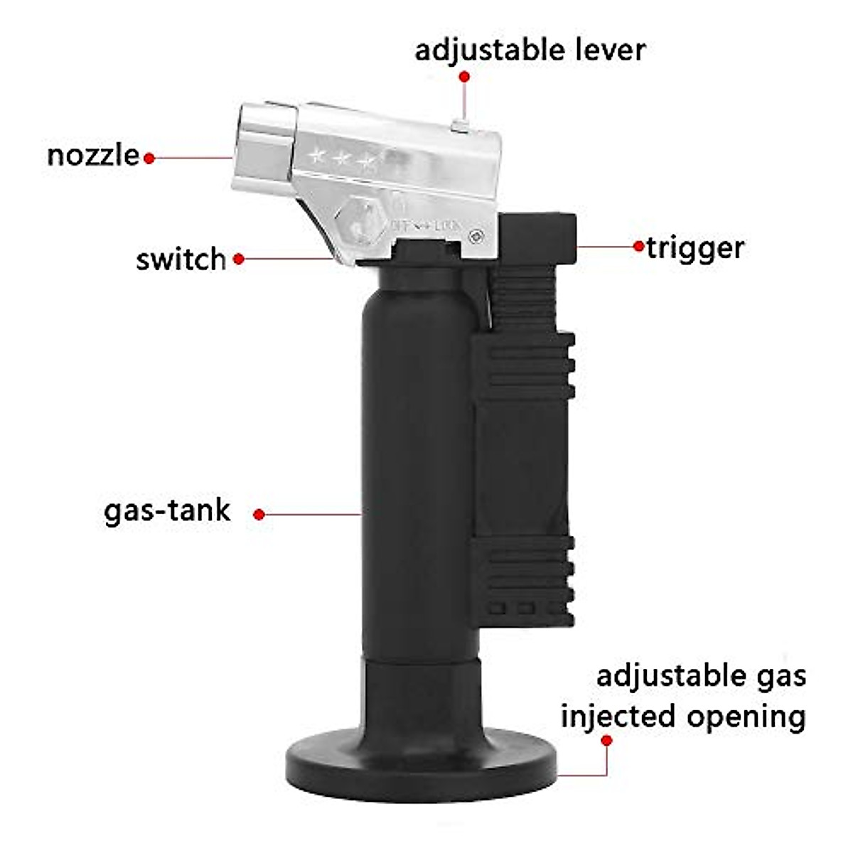 Flame Butane Gas Burner Torch, 6.3 inch Ignition Soldering Welder 1300℃/2500℉Lab Equipment, Elctronic and Metal Welding Tool