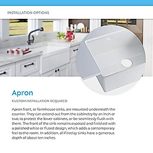 MR Direct 415 Fireclay Farmhouse Kitchen Sink, 30 in Single Bowl, White