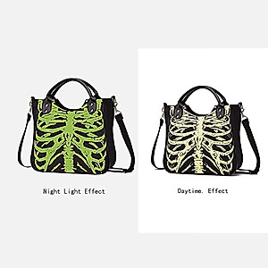 MEOKIM Gothic Backpack Canvas Bag Luminous Fashion Skull Crossbody Printed Bag Zipper Luminous Striped Shoulder Bag (Sternum Bag)