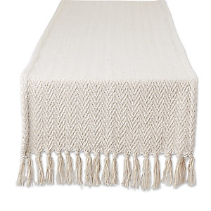 DII Woven Basic Tabletop Collection Chevron Table Runner, 15x72, Off-White
