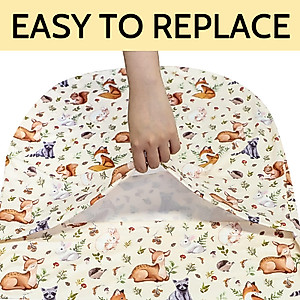 Jundetye Nursing Pillow Cover and Baby Lounger Cover for Girls Boys, Soft Comfortable Stretchy Removable Slipcover, Watercolor Animal