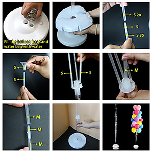 2 Sets Balloon Column Stand Kit 5.3 FT Adjustable Height Balloon Holder for Floor or Table with Water Fillable Base Balloon Tying Knot Tool for Baby Shower Graduation Birthday Wedding Christmas Party