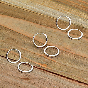 Hoop Earrings for Women Sterling Silver Cartilage Earring 10mm Round Small Hoops for Men Fashion Trendy Summer