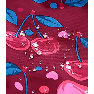DILIBA Girls Rain Jacket Lightweight Waterproof Windbreaker Hooded Raincoat Winter Warm Fleece Lined Coat for Kids Wine Red Heart 9-10 Years