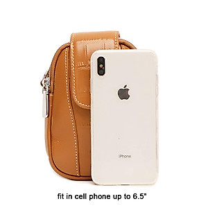 Pearl Angeli Small Cell Phone Purse for Women, Genuine Leather Mini Crossbody Phone bag with Adjustable Strap