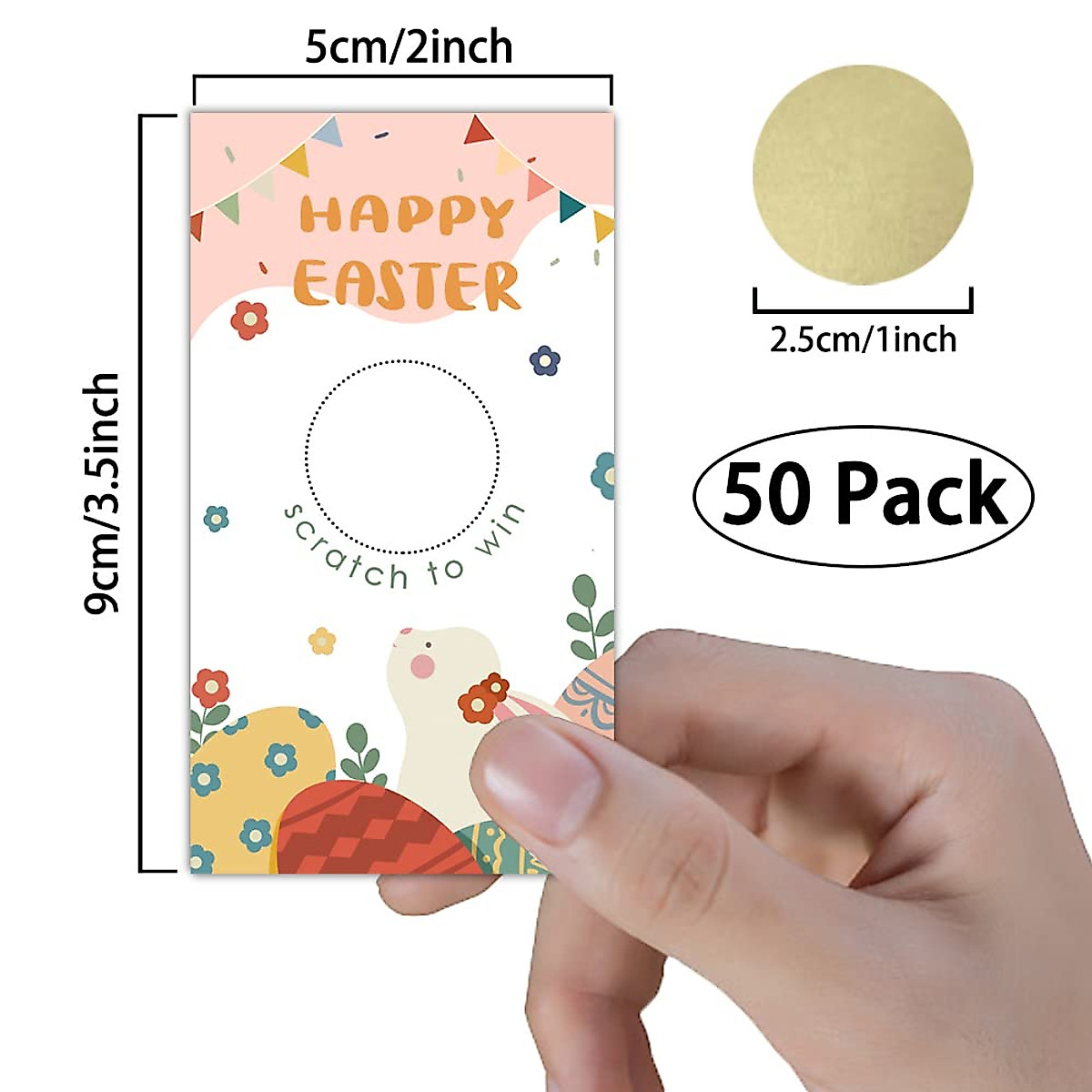 REWIDPARTY Blank Easter Party Scratch Off Cards（50 Pack） Funny Activity for Groups Kids Adults, Easter Bunny and Easter Eggs Scratch Off Tickets, Festive Raffle Tickets, Easter Holiday Party Supplies