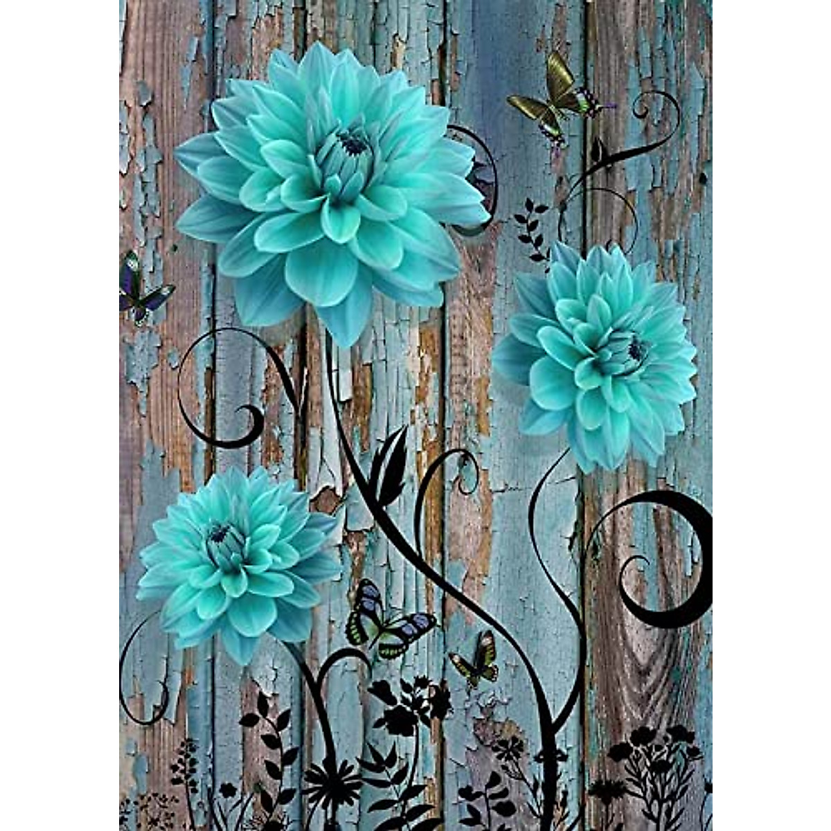 Rustic Flower Painting Kits Farmhouse 5D Diamond Art Kits for Beginner, DIY Full Drill Diamond Dots Paintings with Diamonds Gem Art and Crafts for Adults Home Wall Decor