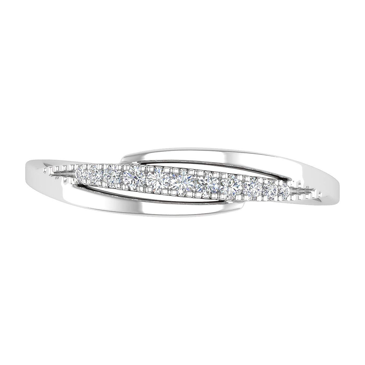 1/11 Carat Round Diamond Anniversary Wedding Band Ring in 10K White Gold (Ring Size 7) (I1-I2 Clarity)