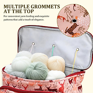 OHPHCALL Knitting Bag Yarn Storage Organizer，Crochet Bags Portable Knitting Tote Basket Yarn Bags for Crochet Hooks, Crocheting Kit, Knitting Needles, Yarn Balls, Project