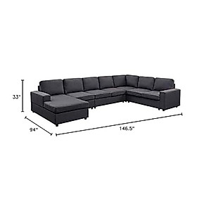 Lilola Home Tifton Modular Sectional Sofa with Reversible Chaise in Dark Gray Linen