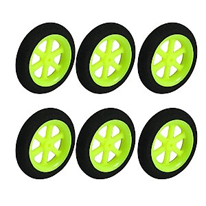 uxcell 6pcs RC Aircraft Airplane DIY Sponge Wheel Tire D36mm H8mm Black Lime