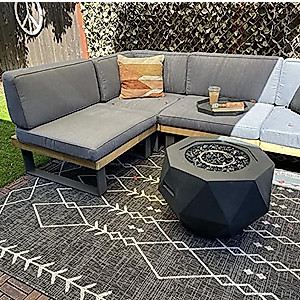 Kante Concrete Propane Fire Pit Table, 50,000 BTU Geometric Table with Tray Style Lid for Outside Patio Garden Decor, 25'' D X 18.5'' H Smokeless Gas Pit, Come Dust Covers, Charcoal (A-GF002-C60121)