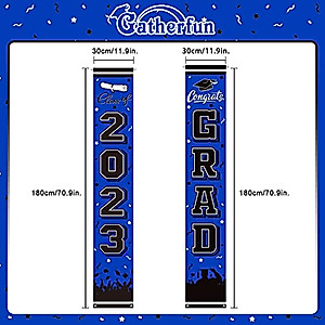 2023 Graduation Party Decorations Porch Sign Banner Blue Large Congrats Grad Party Supplies Decorations Door Banner for Graduation Party