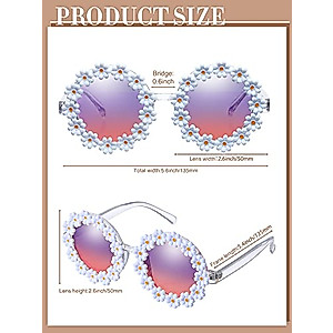 8 Pairs Daisy Sunglasses Disco Festival Sunglasses Fun Flower Sunglasses for Women Retro Floral Round Shape Sunglasses (Multi Colors)