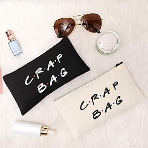 Erweicet Friends Show Merchandise Makeup Cosmetic Bags, 2 Pack Canvas Bags White and Black Zipper Makeup Bags for Friends Fans Gift1