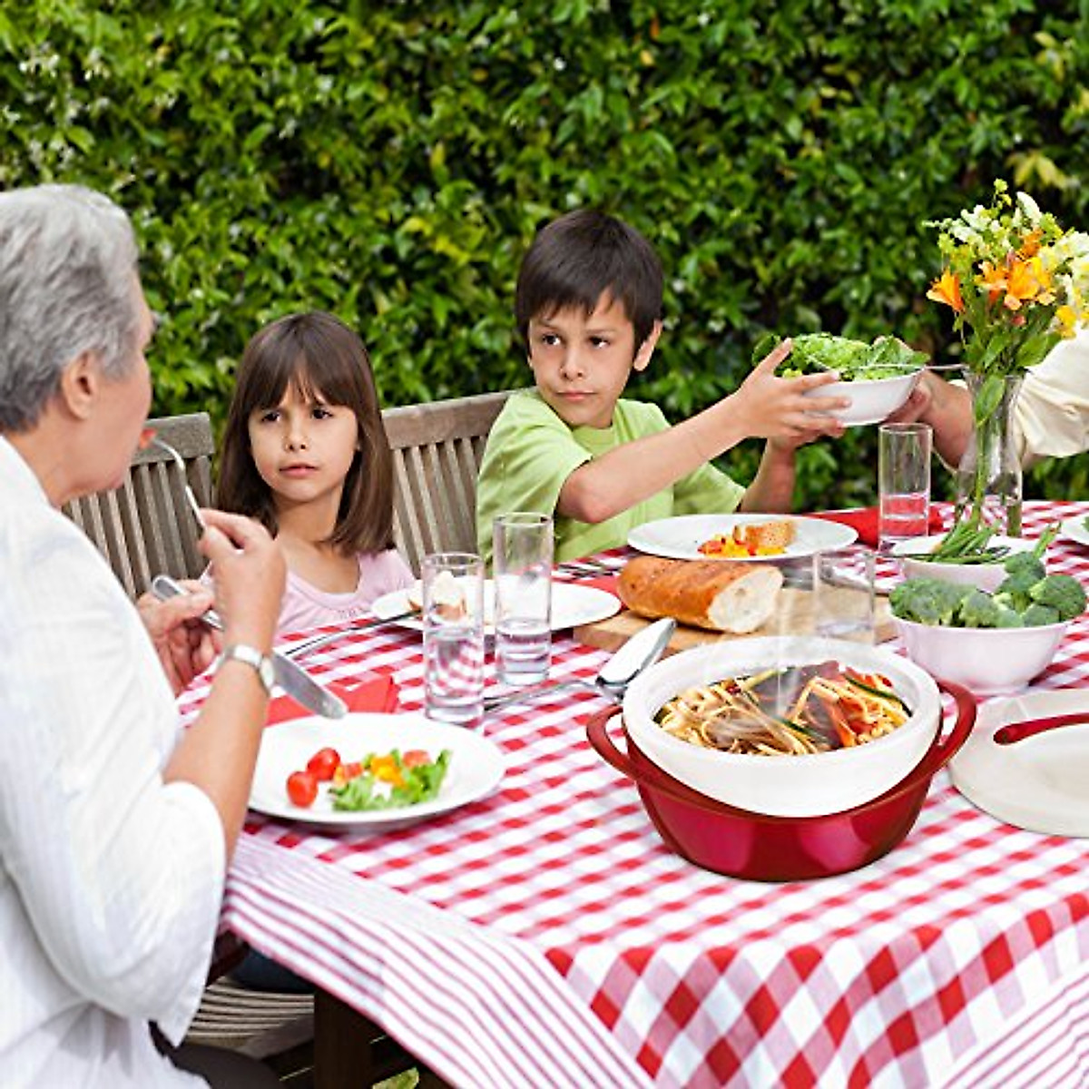 Pinnacle Insulated Casserole Dish with Lid 3 pc. set 2.6/1.25/.6 qt. Elegant Hot Pot Food Warmer/Cooler - Large Thermal Soup/Salad Serving Bowl- Stainless Steel –Best Gift Set for Moms –Holidays Red