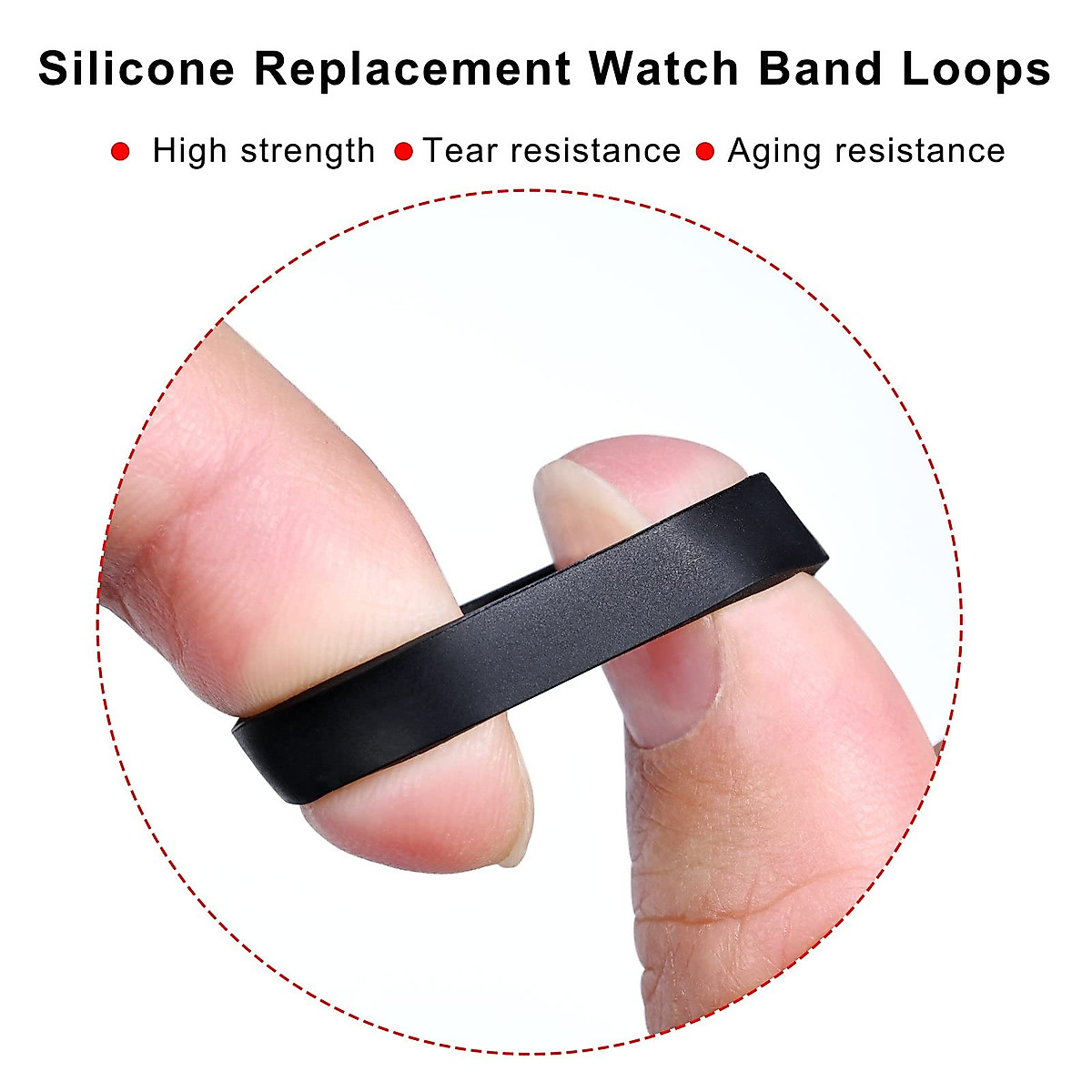 BISONSTRAP Watch Bands Keepers, 6PCS Silicone Watch Straps Replacement Loops, 20mm