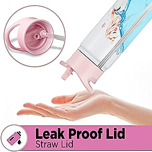 Unicorn Water Bottle, 18 OZ, Leak Proof, 36 Hours Cold, Dishwasher safe, Removable Handle, Wide Mouth Double Wall Vacuum Insulated Stainless Steel Water Bottle For School, Straw, Bottle For Girls