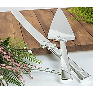 Lenox True Love Silver Personalized Wedding Cake Cutting Set, Engraved Wedding Cake Knife and Server, Wedding Cake Cutter