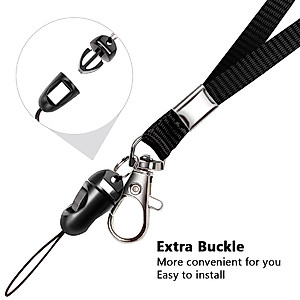 6 Pack Neck Lanyard with ID Badge Holder, Office Strap Lanyards, Stainless Metal Swivel Hook for Name Tag, Badge Holders, Keychains, Card, Black