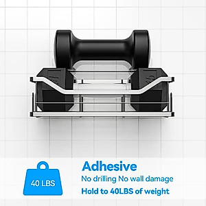 Rziawssa Shower Caddy, Shower Organizer(2Pack), Adhesive Shower Shelves Basket With 4+5 Hooks, No Drilling, Large Capacity, Rustproof Stainless Steel Wall-Mounted Bathroom Shower Shelf, Silver