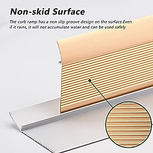 JLXJYS Flooring Uneven Transition Strip, Flooring Edge Trim for Carpet to Tile/Wood to Tile, Aluminum Threshold Non-Slip Ramp (Color : Gold, Size : 105cm(41.3in))