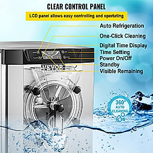 VEVOR Commercial Hard Ice Cream Machine Hard Serve Ice Cream Maker w/ 4.8-6.3 Gal/H Production Hard Ice Cream Machine w/ 1.6 Gal Cylinder Countertop Hard Yogurt Maker w/ 2000W Compressor & LCD Screen