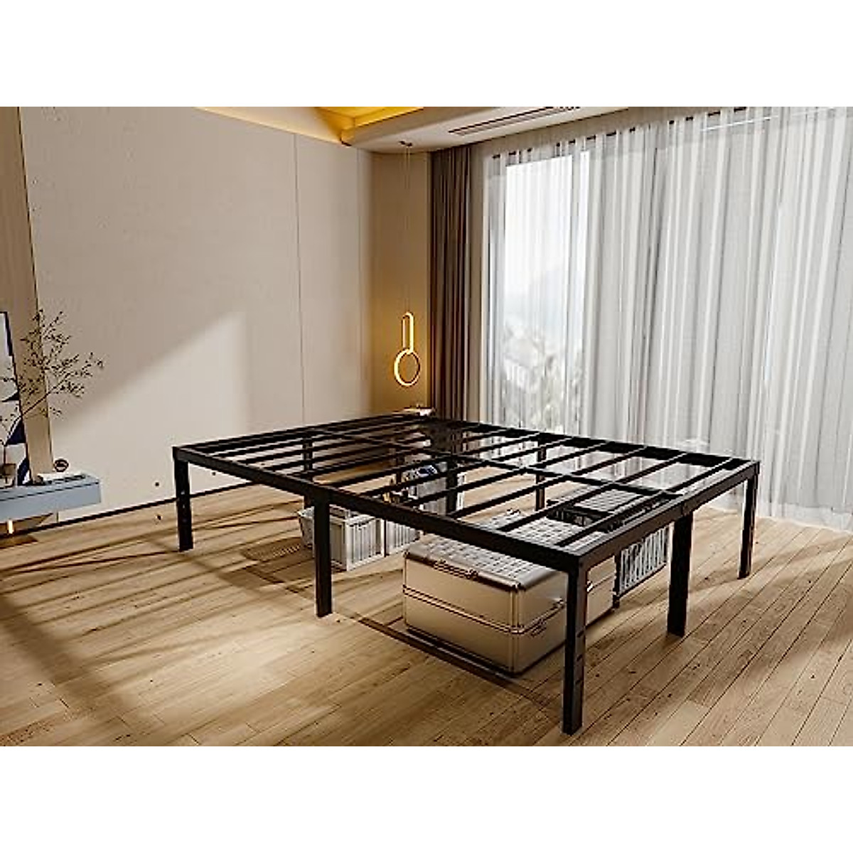 Joceret 14 Full Size Metal Platform Bed Frame,Fundation,Sturdy,Load-Bearing Capacity,Non Noise,Easy Assembly,Storage Space Underbed,Kids,Adults,Bedroom,Guest Room,Black
