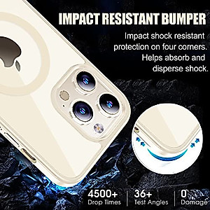 Casexcite Clear Magnetic for iPhone 13 Pro Max Phone Case MagSafe Compatible - Military Grade Protection - Transparent Back - 2X Lens Protector, Anti-Fingerprint, Anti-Scratch (Light Beige)