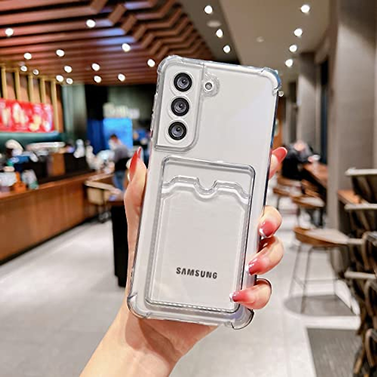 Tuokiou for Samsung Galaxy S22 Plus 5g Cases, Clear Protective Card Slot Case, Slim Fit Anti-Fall Soft TPU Wallet Case with Bumper,Cute Card Holder Pocket Case for Galaxy S22 Plus 6.6 inch (Black)