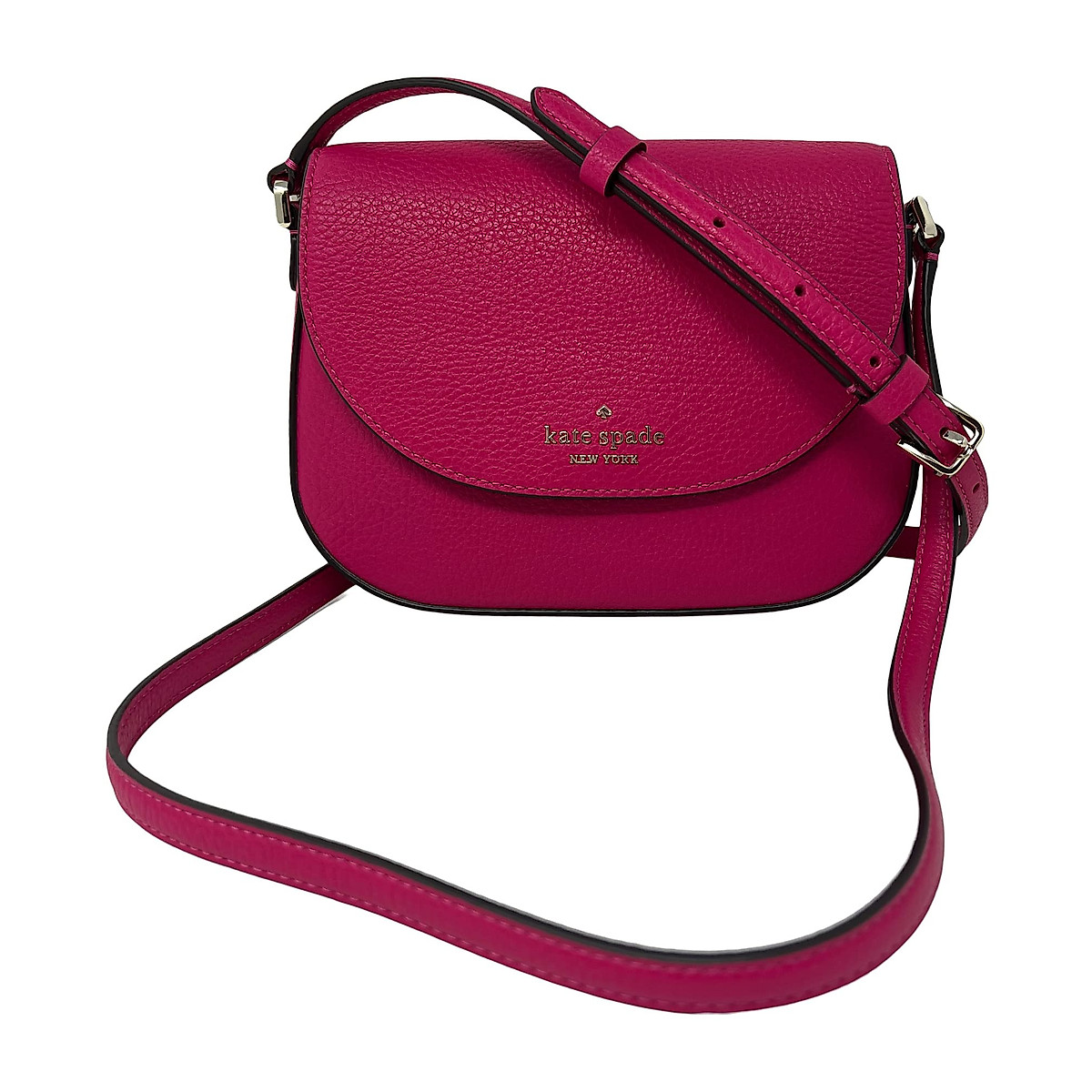 Kate Spade New York Leather Leila Mini Flap Crossbody Shoulder Bag, Pink Ruby