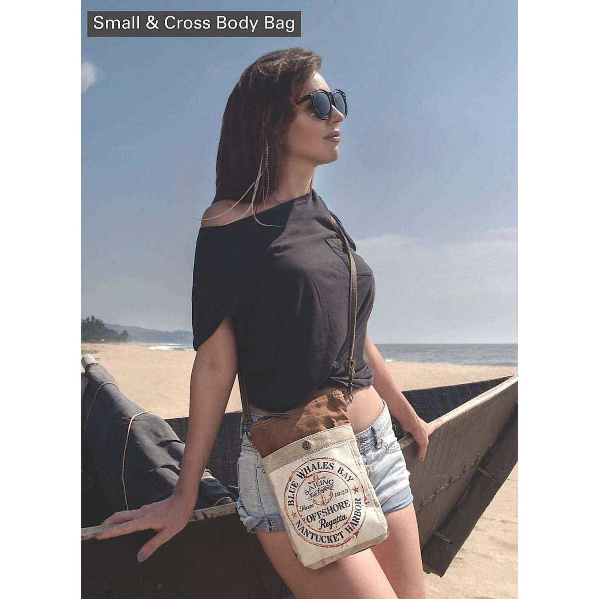 Myra Bags Sailing Anchor Upcycled Canvas Crossbody Bag S-1040