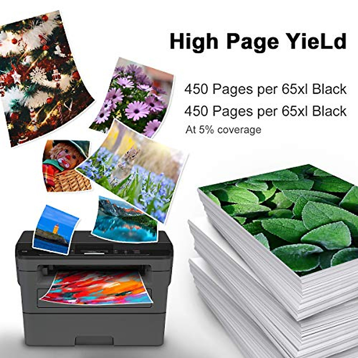 H&BO TOPMAE Remanufactured Ink Cartridge Replacement for HP 65XL 65 XL for Envy 5055 5052 5058 DeskJet 3755 3752 2652 2655 2622 3720 3722 2624 3758 AMP 100 Printer (1 Black 1 Tri-Color)