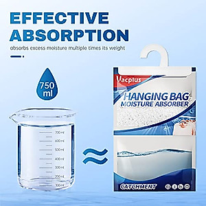 Vacplus Moisture Absorber, 3 Pack Desiccant Hanging Bag for Closet and Enclosed Space, 14 OZ Dehumidifier Bags Effectively Trap Extra Moisture, Hanging Moisture Absorbers Eliminate Unpleasant Smell