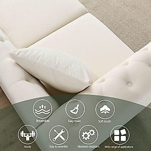 WILLIAMSPACE 80" Chesterfield Sofa Beige Velvet for Living Room, 3 Seater Sofa Tufted Couch with Two Pillows, Rolled Arms and Nailhead for Living Room, Bedroom, Office, Apartment - Beige Velvet