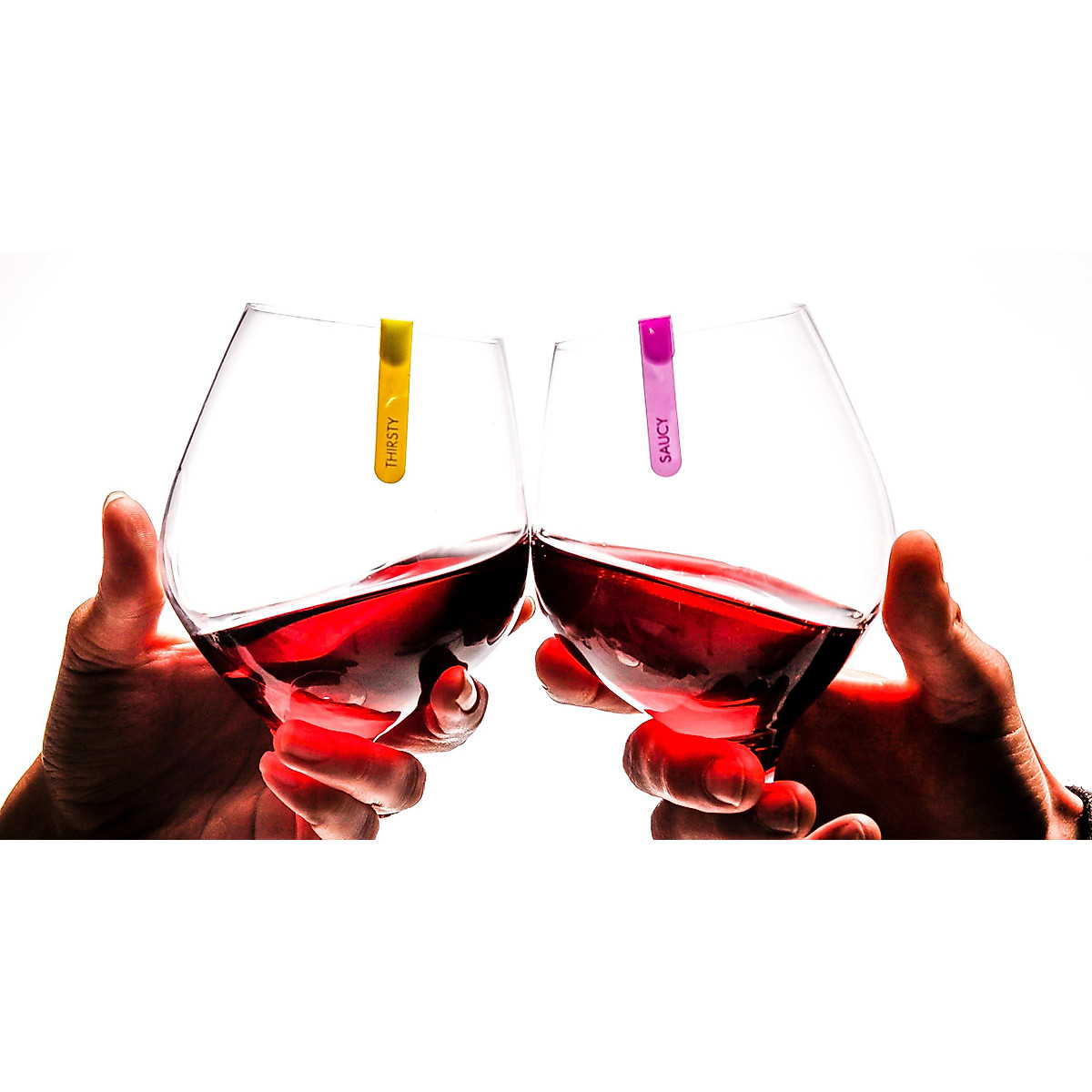 Capabunga GlassWhere Reusable Silicone Stemless Glass Identifiers with Slogans, Assorted Bright Colors Collection