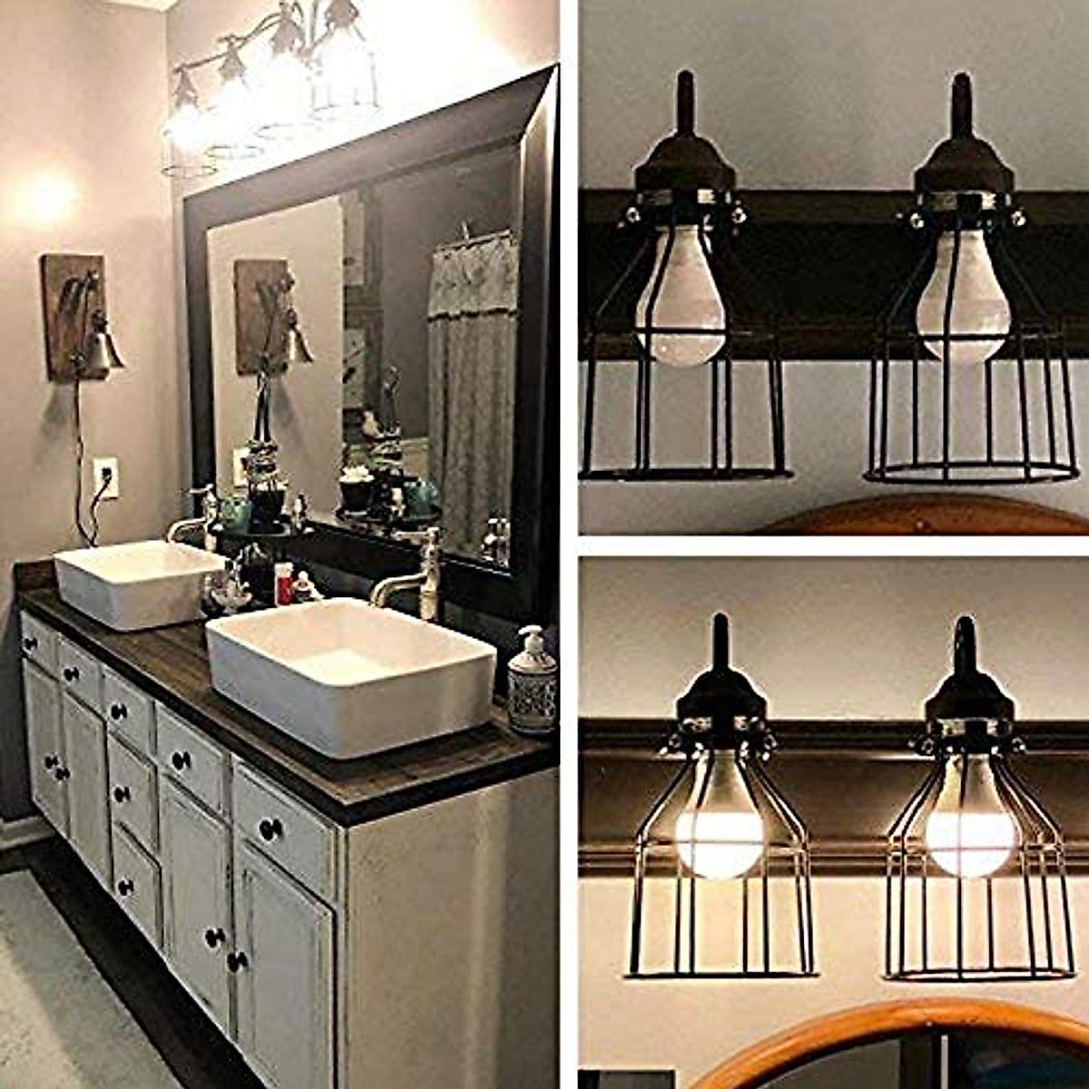 Kohree Metal Bulb Guard Lamp Cage, for Pendant Light, 32-42mm Lamp Base, Ceiling Fan Light Bulb Covers Vintage Open Style Industrial Grade Adjustable 4 Packs(Cage ONLY)