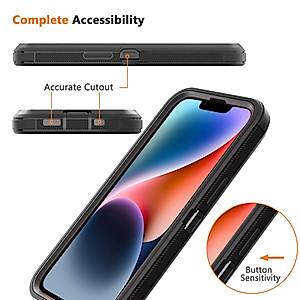 NIFFPD for iPhone 14 Plus Case with Belt Clip/Holster/Kickstand, Heavy Duty Rugged Full Body Protective Case with 2 Pcs Screen Protectors for Apple iPhone 14 Plus for Men 6.7 inch (Black)