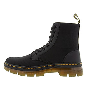 Dr. Martens, Black Extra Tough Poly+Rubbery, Combs 8 Eye Boot, Unisex, 15 US Women/14 US Men, Combat Boot
