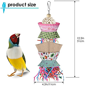 Bissap Conure Toys, Bird Parrot Foraging Shredder Hanging Toys 2 Sola Balls Wooden Block Tassels with Bell for Small Parrots Parakeets Conures Cockatiels Love Birds Cage Toy