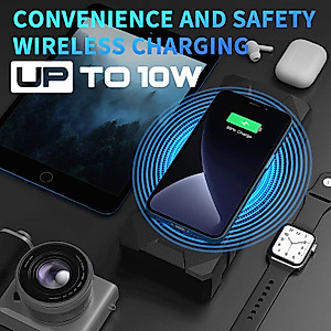 JOMGAND JW401 Jump Starter 2000A Car Battery Charger 22000mAh 12V Lithium Car Battery Booster Pack Portable Car Jump Starter with Wireless Charger Up to 8L Gas and 6L Diesel Engines