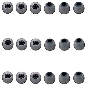 CYADCI Replacement Earbud Tips Ear Bud Replacement Pieces Silicone Soft and Comfortable Fit for Inner Hole from 3.8mm - 5.1mm Earphones 9 Pairs Medium Earbud Tips,Gray-Black
