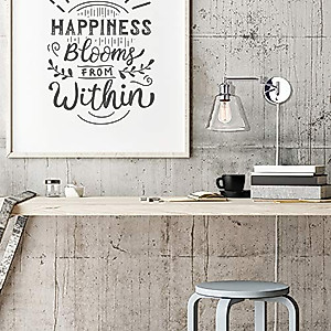 Globe Electric 65704 1-Light Plug-in or Hardwire Industrial Wall Sconce, Chrome Finish, On/Off Rotary Switch, 6ft Clear Cord, Clear Glass Shade, Wall Lights for Bedroom Plug in, Kitchen Sconces