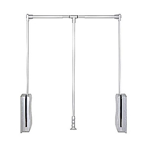 Drop-Down Wardrobe Hanging Slide Rail, Silver Adjustable Large Telescopic Wardrobe Hanger, Saving Space, Four, Soft Reset, Load 30KG (Size : 450-600mm)