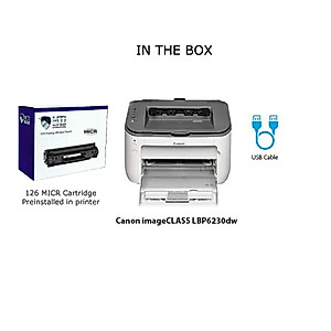 MTI imageCLASS LBP6230dw Wireless Laser Duplex Check Printer Bundle with Compatible Canon CRG 126 MICR Toner Cartridge for Printing Payroll, Business and Personal Checks