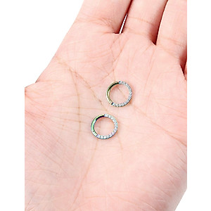 Kadogohno Septum Hoop Rings Piercing Jewelry 16g 8mm 5/16 Rainbow Daith Helix Earrings for Women Men Hypoallergenic Surgical Stainless Steel