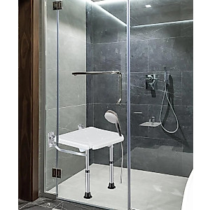 LITAITAI Folding Shower Chair Wall Mounted Fold Down Bath Seat,5 Height-Adjustable Folding Shower,Shower Bench for The Elderly,20in Height Shower Seat Shower Stool