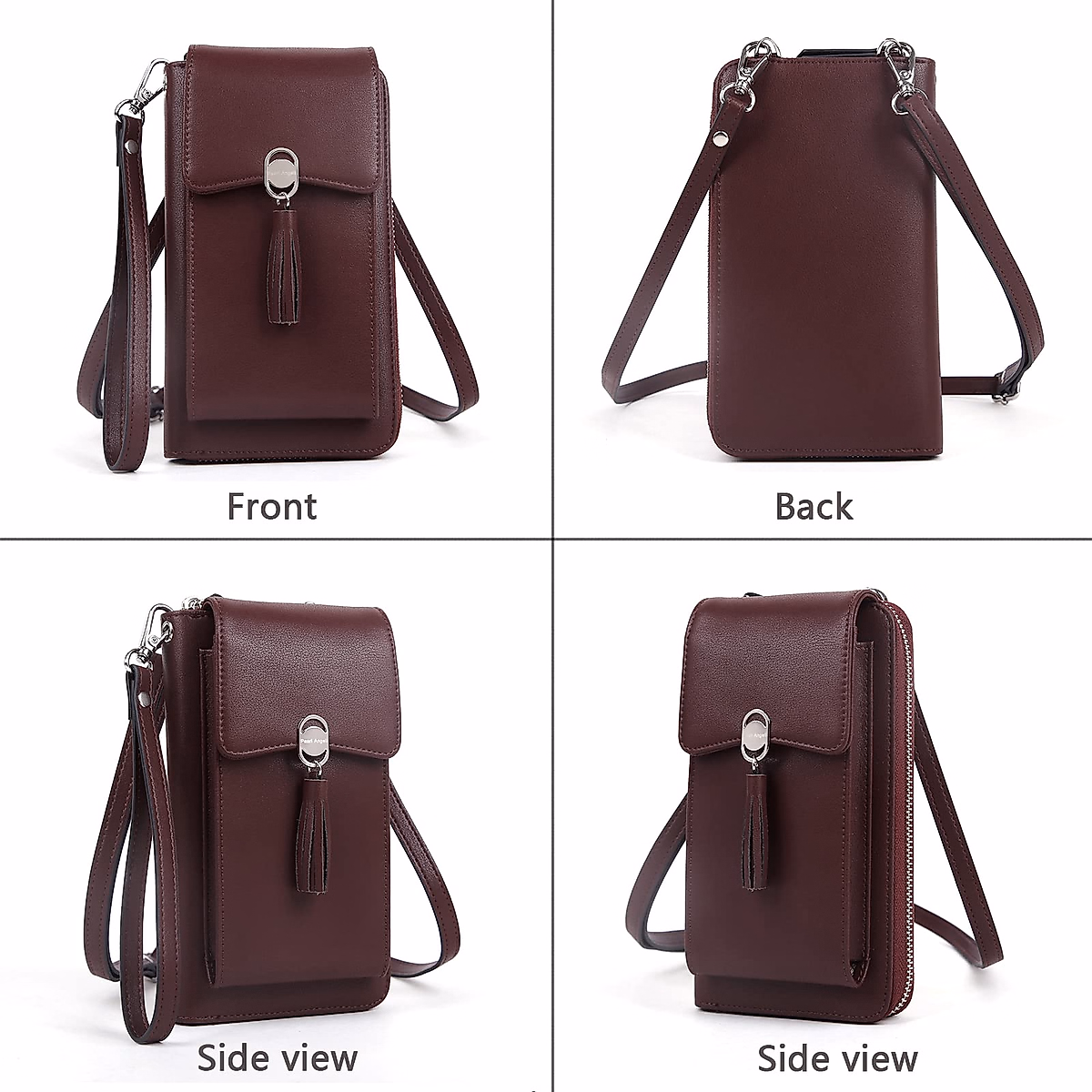 Pearl Angeli Small Crossbody Phone Bag Wallet RFID Cell Phone Purse Wallet PU Leather Shoulder Handbag Wallet for Women