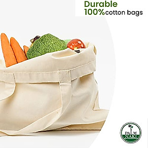 PALM NAKI 100% Cotton Tote Bag Reusable Cloth Bag, Lightweight Cotton Shopping Bag, Versatile Cotton Tote Bag (12 Pack)